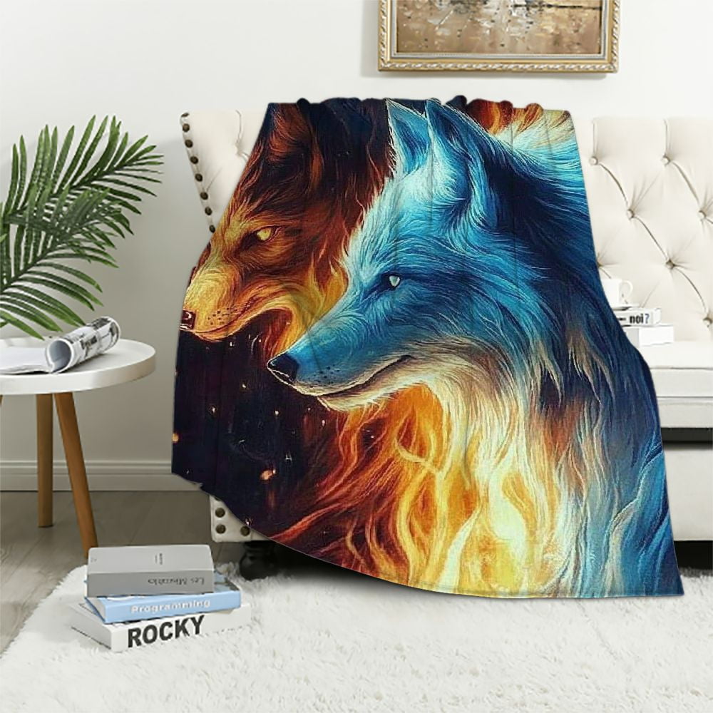 BCIIG Wolf Plush Throw Blanket Wolves Howling Flannel Blanket for Sofa ...