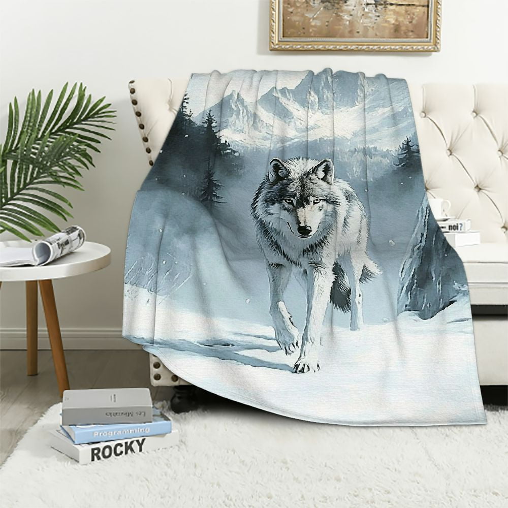 BCIIG Wolf Plush Throw Blanket Wolves Howling Flannel Blanket for Sofa ...