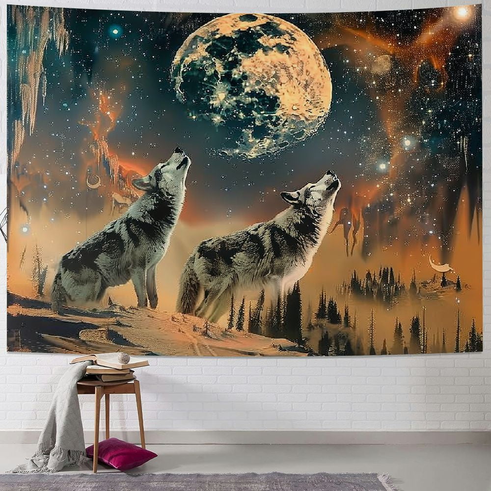 BCIIG Wolf Tapestry Wall Hanging Wild Animal Wall Tapestry Wolves Howl ...