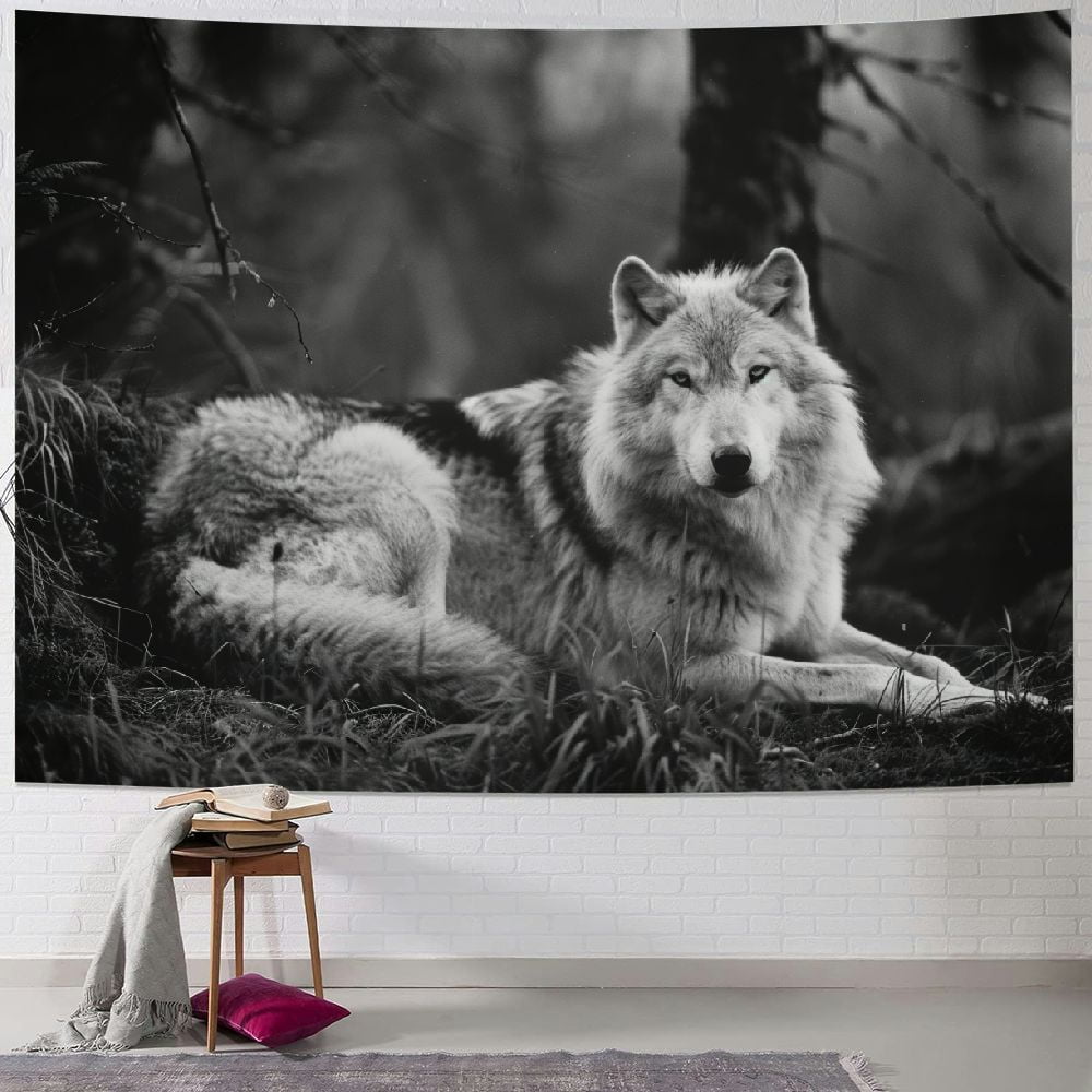 BCIIG Wolf wall decor Forest Lone Wolf Fabric Tapestry Throw Dorm ...