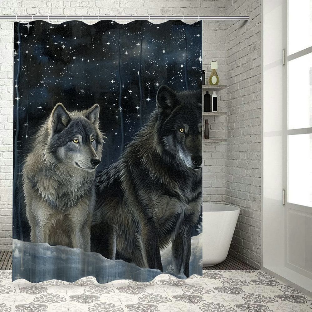 BCIIG Wolves Snow Stars Bathroom Decor Set Colorful Luxurious Print ...