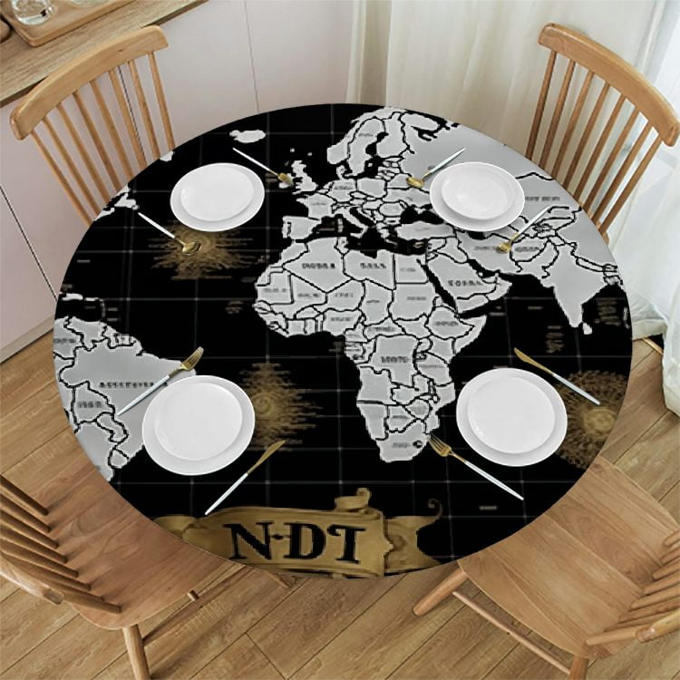 BCIIG World Map Countries Gold Lettering Round Table Cover Stain ...