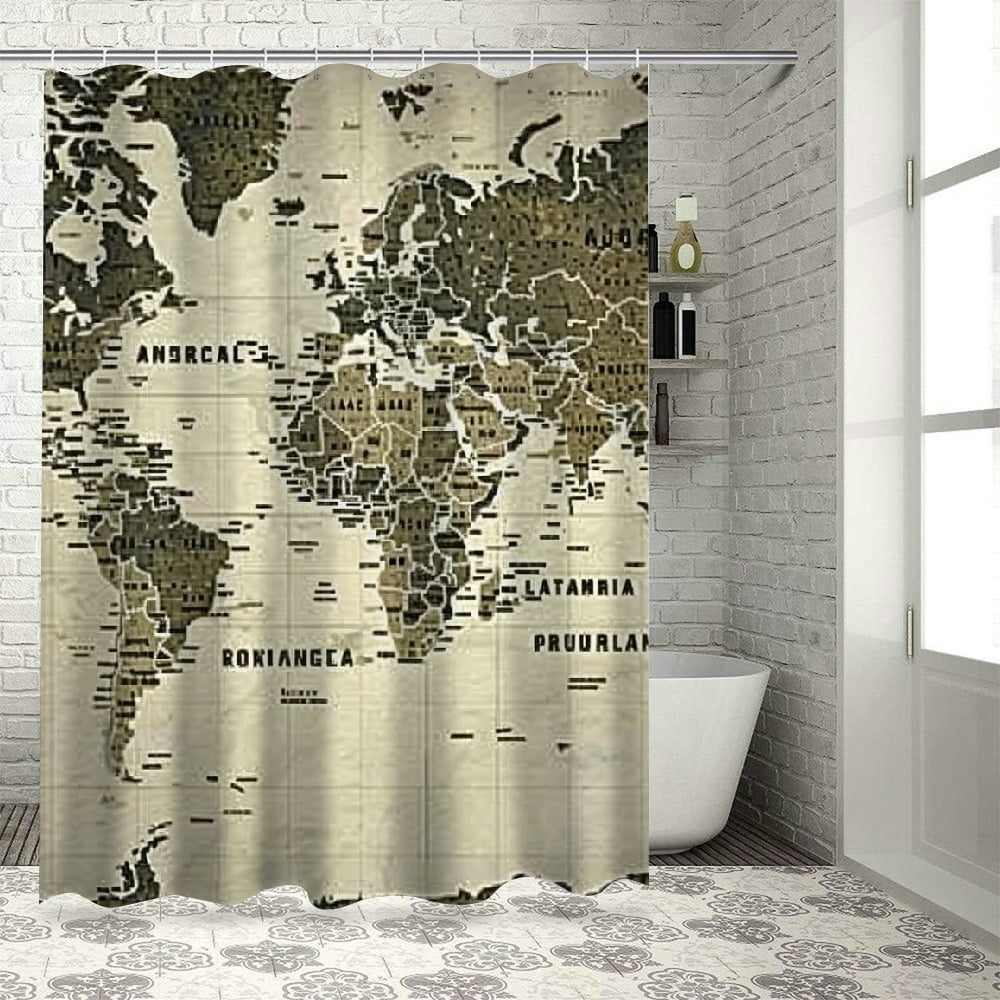 BCIIG World Map Countries Shower Curtain for Bathroom, 100% Polyester ...