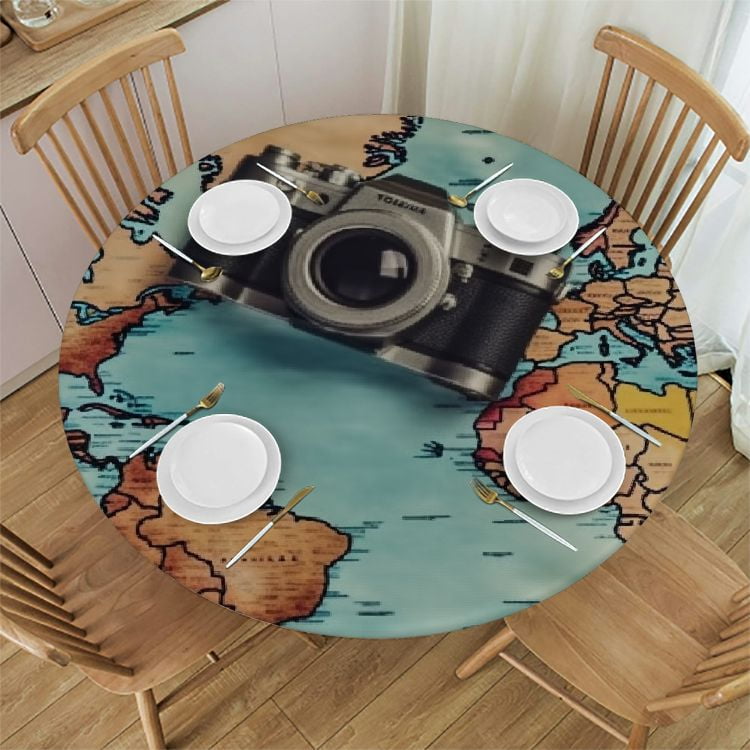 BCIIG World Map Round Tablecloth | Stain Resistant, Washable | Indoor ...