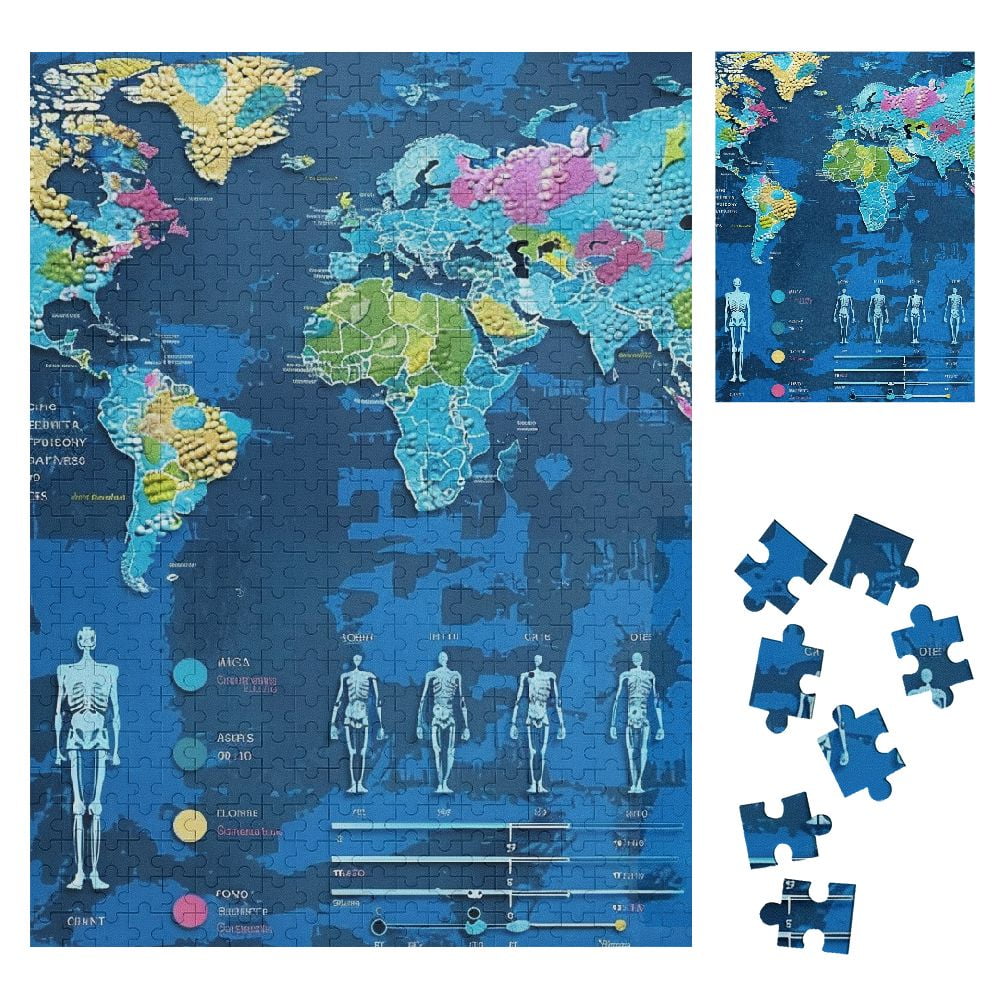 BCIIG World Map Wooden Jigsaw Puzzle Vertical Style Gift for Family ...