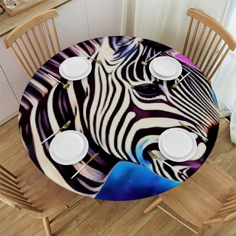 BCIIG Zebra Stars Psychedelic Art Round Table Cover Stain Resistant ...
