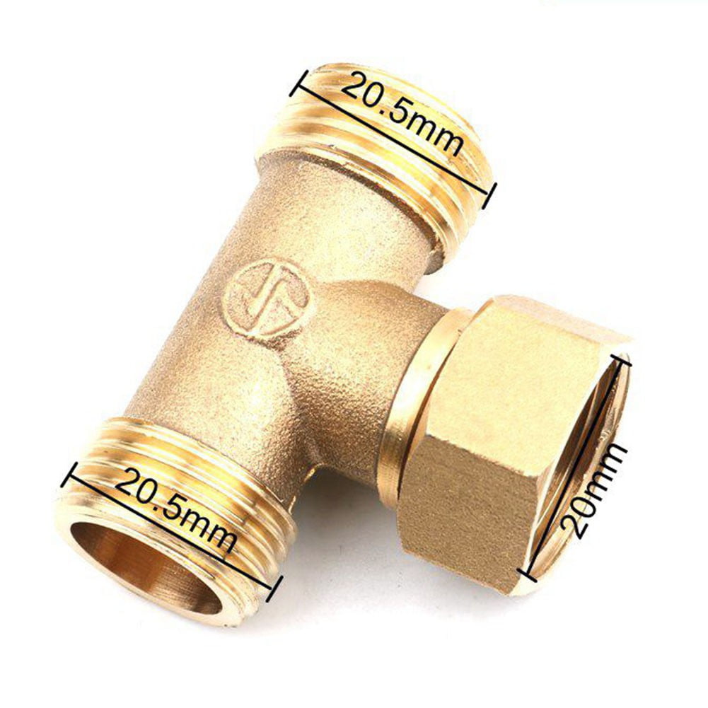 BCLONG 1/2 Inch Brass Tee Threaded Connector Garden Hose 3 Way Brass ...