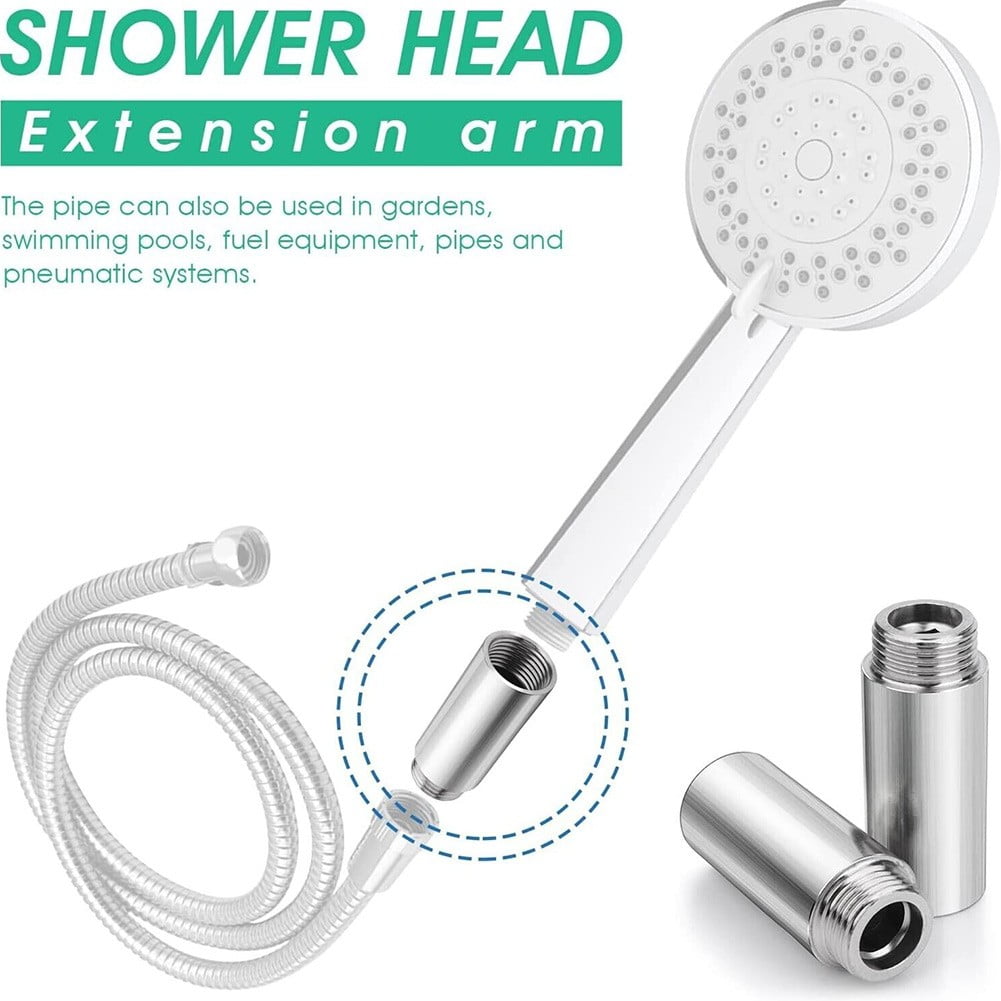BCLONG 10-60mm Shower Head Extension Pipe Stainless Steel Bathroom ...