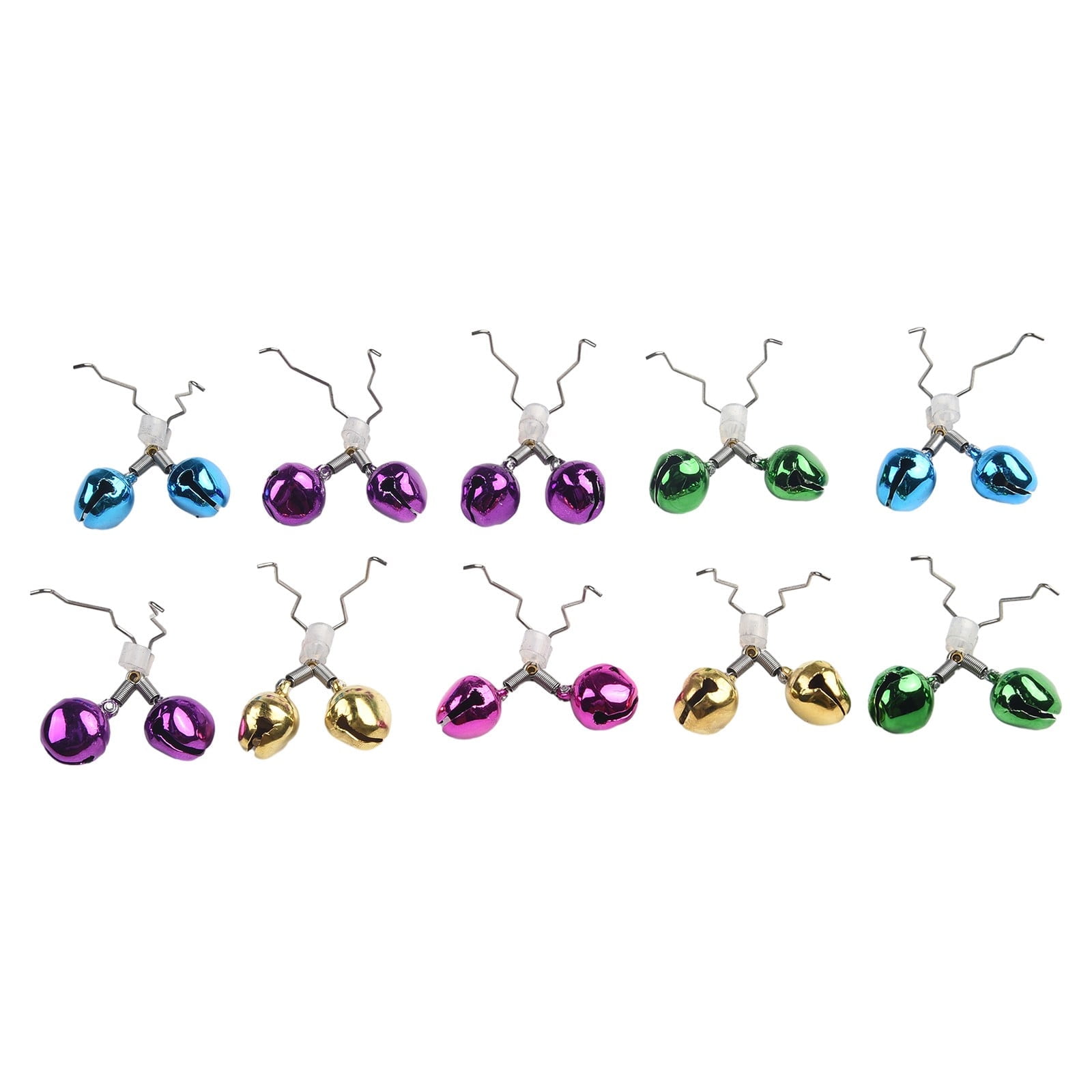 BCLONG 10pcs Fishing Bite Alarm Double Fishing Rod Bell Twin Ring Bells ...