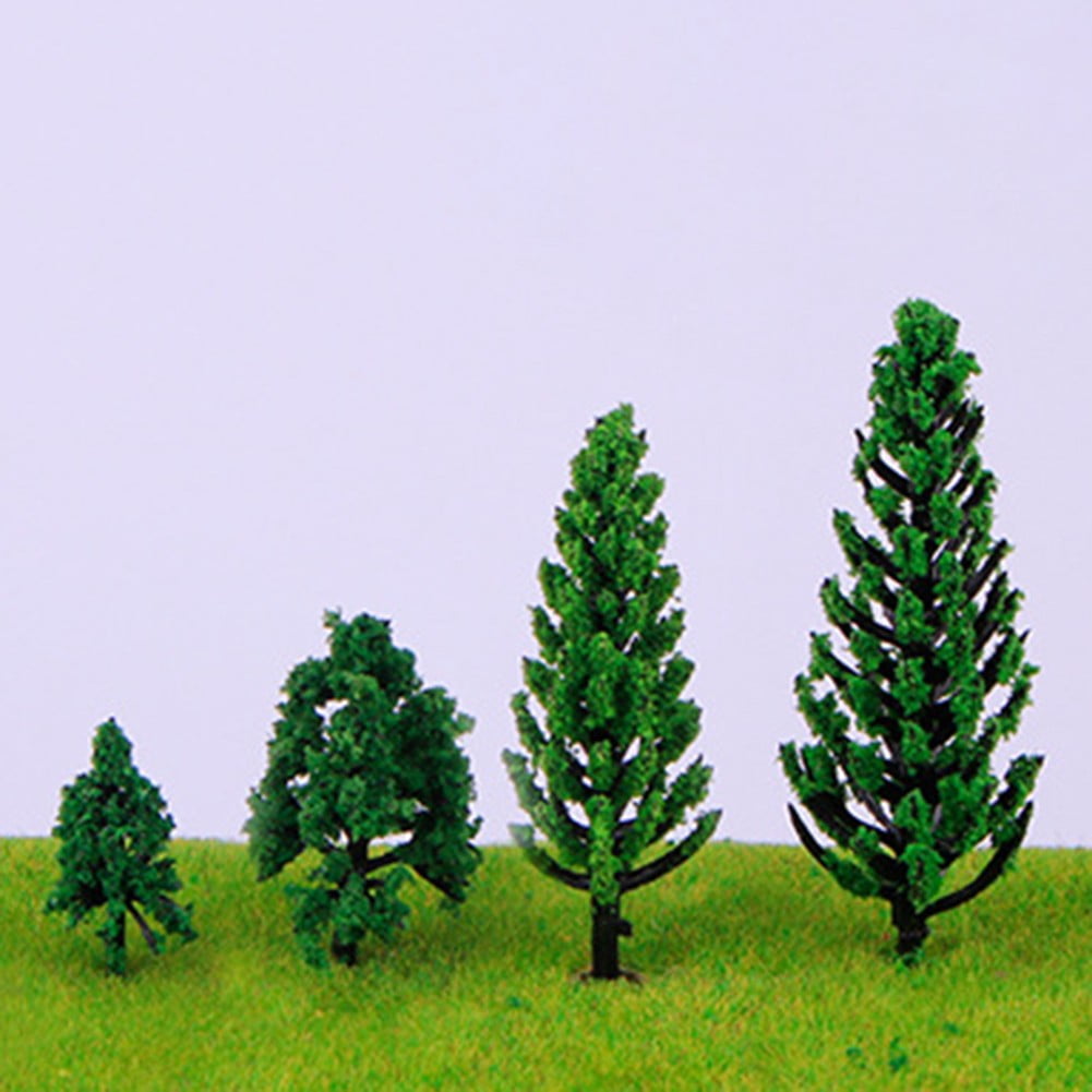 BCLONG 50PCS Miniature Trees Model Train Railroad Wargame Scenery ...