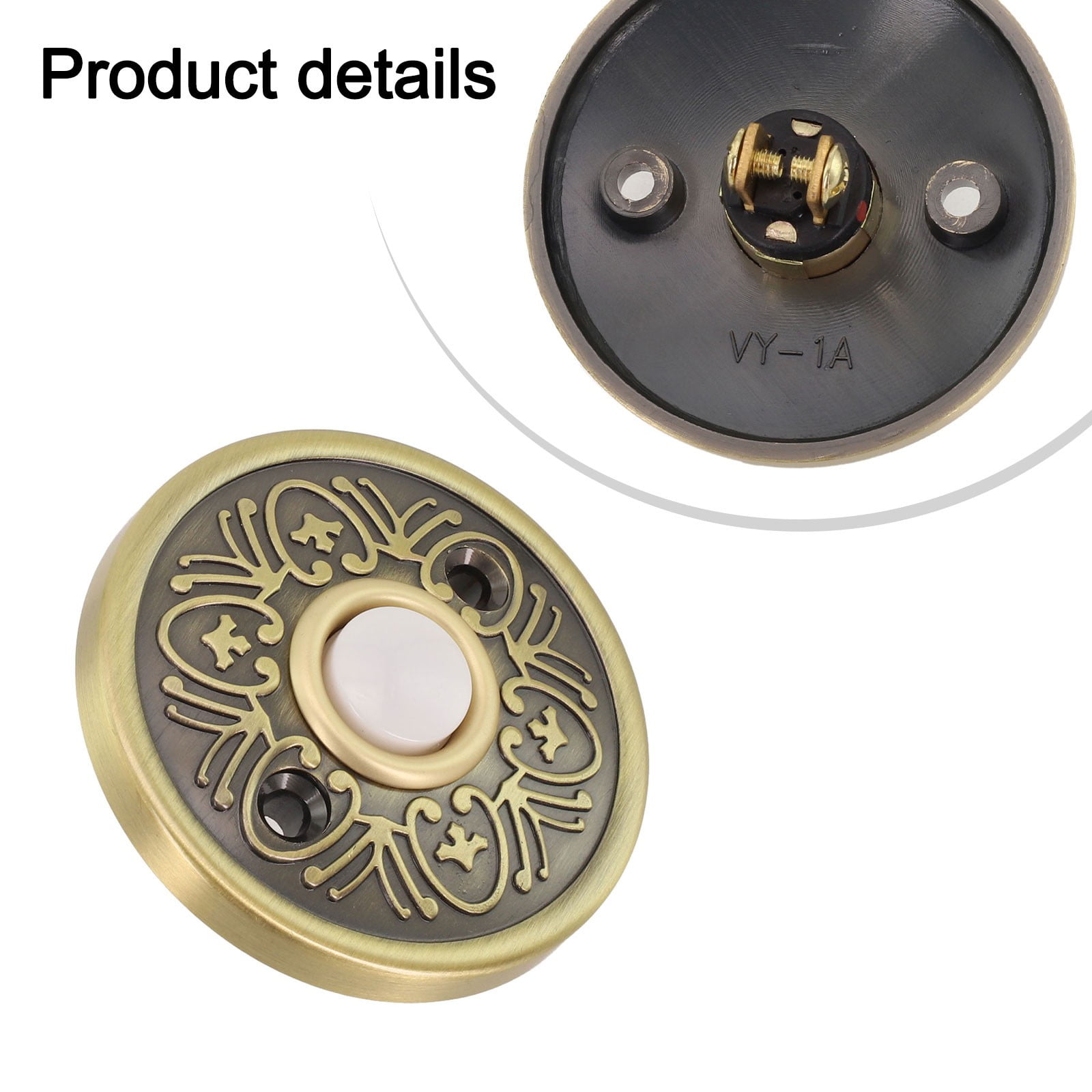 BCLONG Metal Doorbell Push Button Bronze Wired Light Door bell Buttons ...