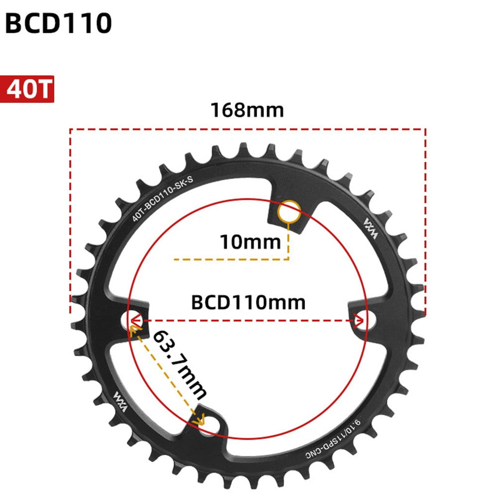 BCLONG Road Bike Single Chainwheel 110BCD 4 Bolts 36T-44T Narrow Wide ...