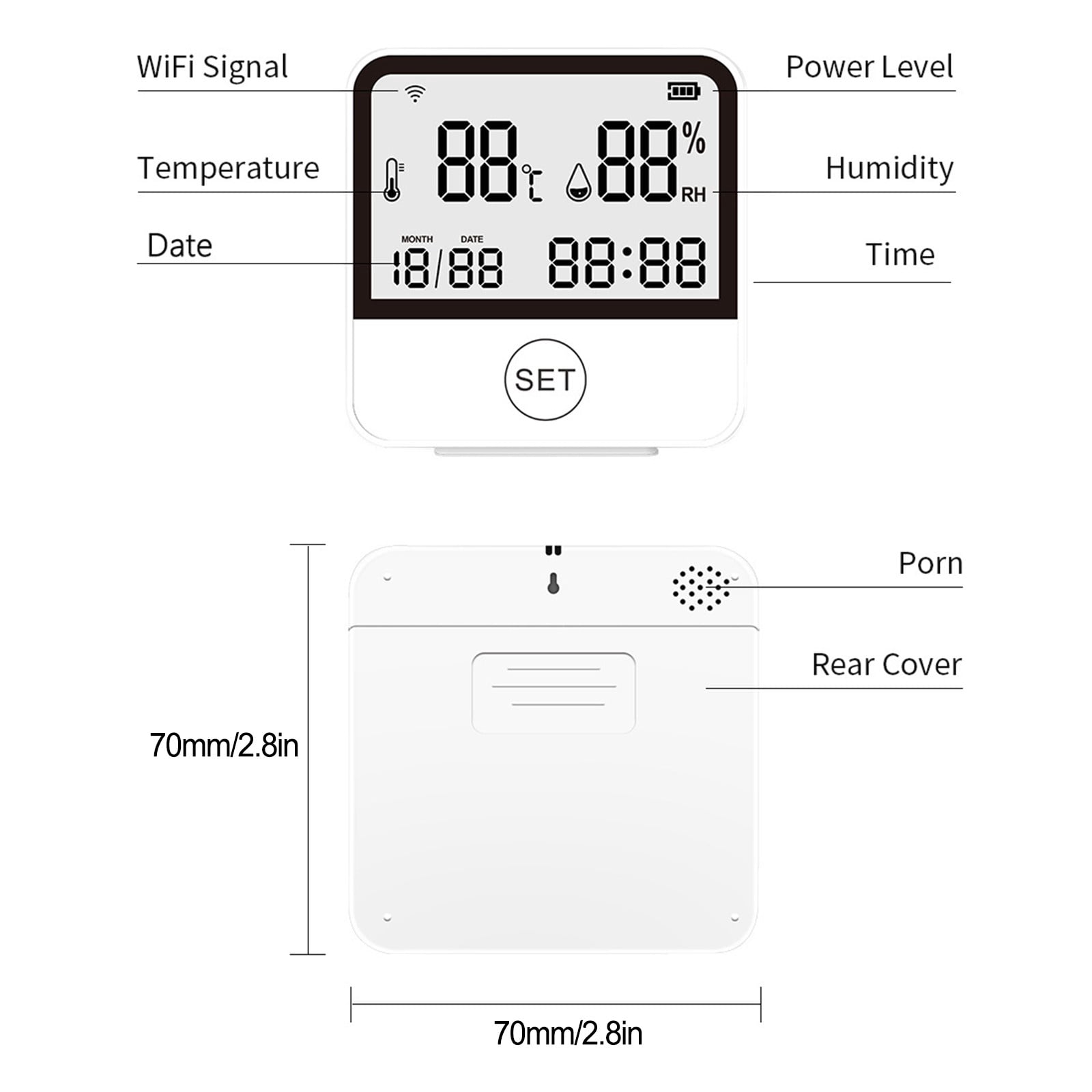 BCLONG Wireless Digital Temperature and Humidity Monitor Inside for ...
