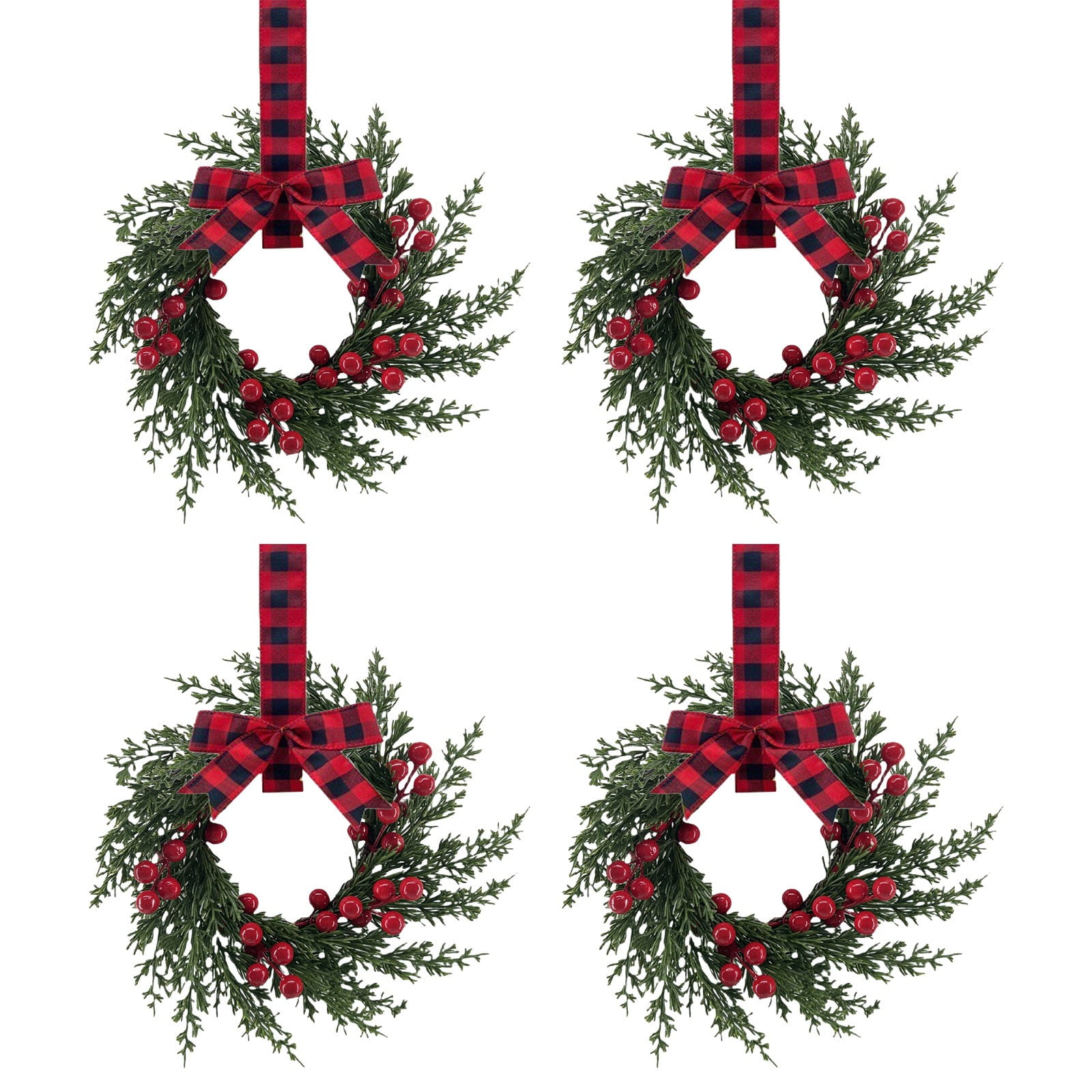 BCMMKLPP 4 Pcs 10 Inch Small Christmas Wreath, Christmas Wreaths for ...