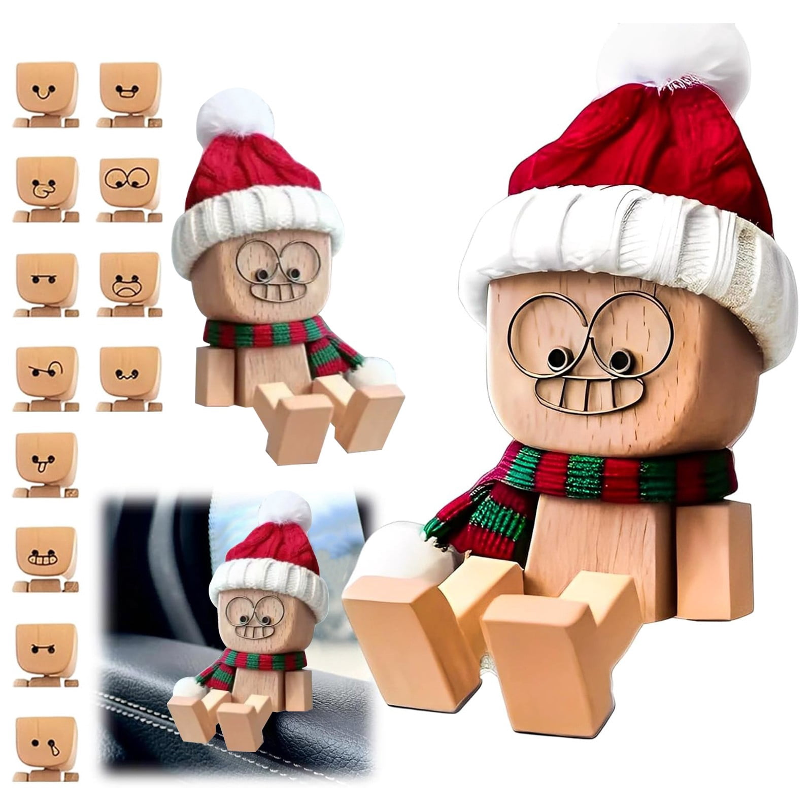 BCMMKLPP Chrismas Shaking Wooden Man Figurine, Charming Little Wood ...