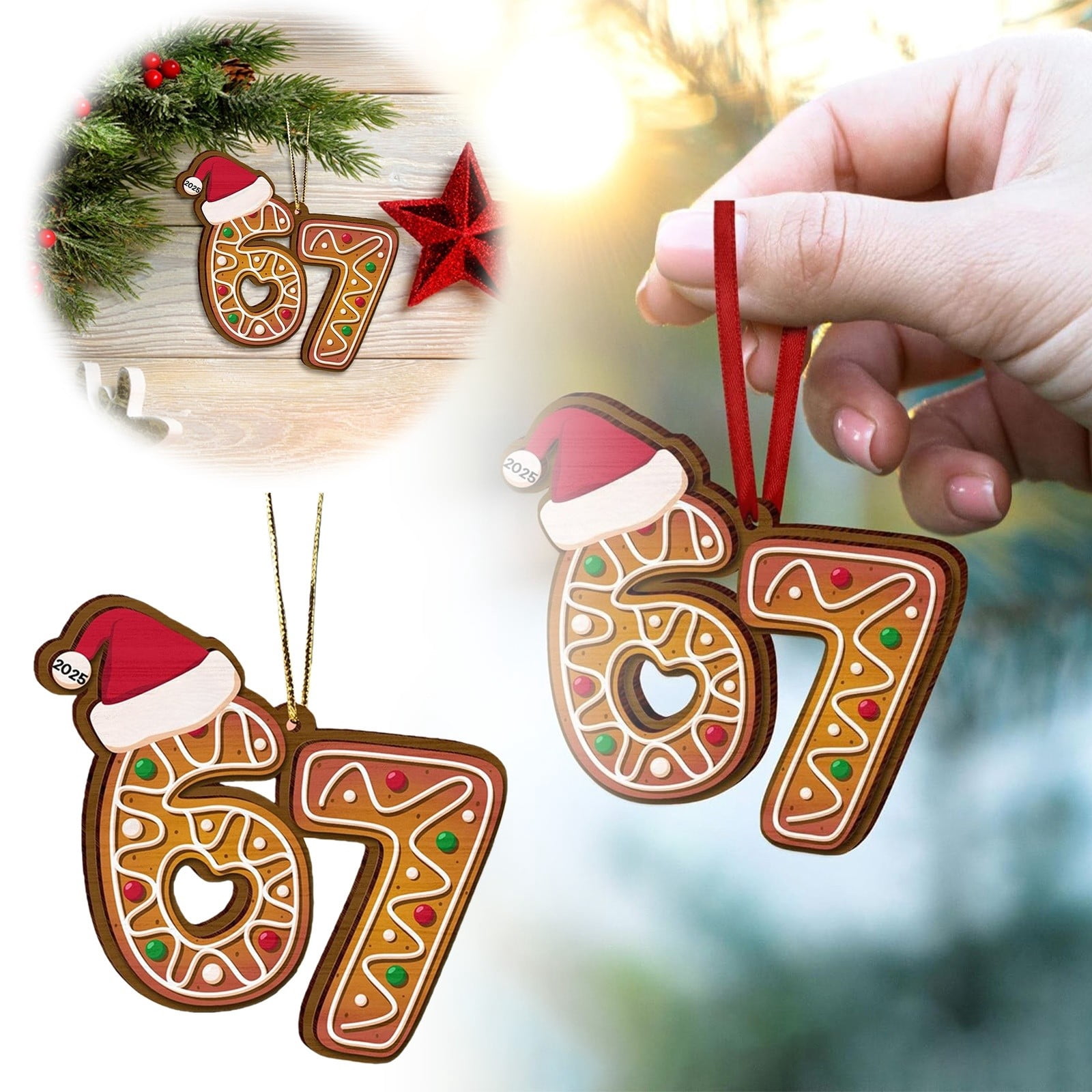 BCMMKLPP Christmas 67 Acrylic Ornament, Six Seven Ornament, 67 ...