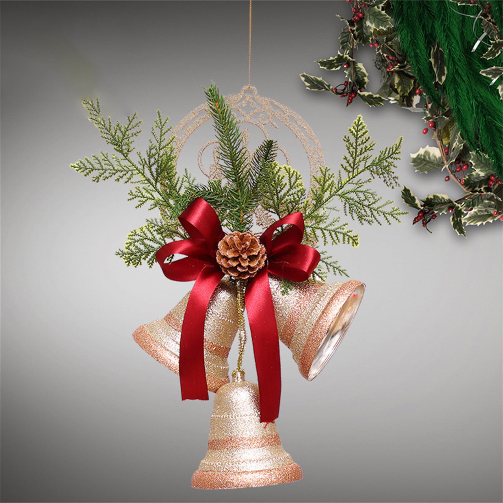 BCMMKLPP Christmas Decorations Gold Red Large Christmas Bells Gold ...