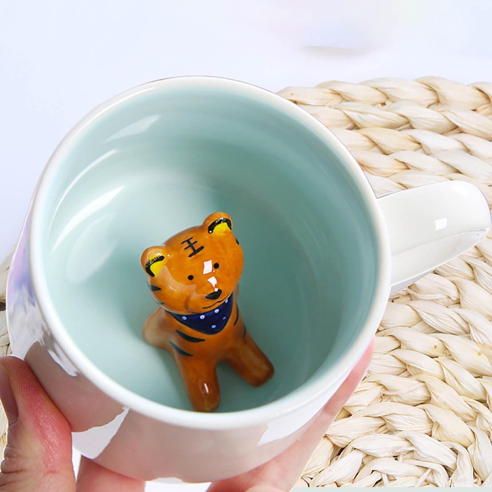 BCMMKLPP Cute Cow Ceramic Cup Hidden 3D Animal Inside Mug,Cute Cartoon ...