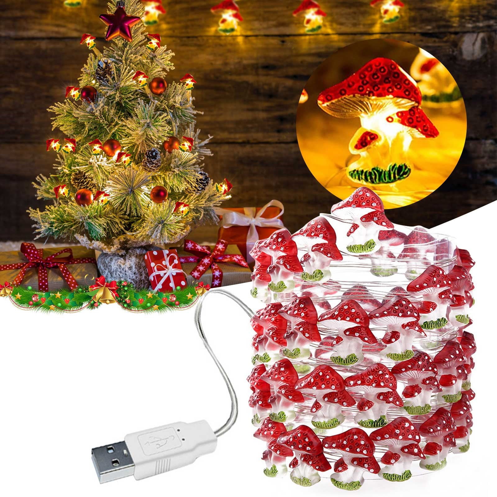 BCMMKLPP Fairy Mushroom Lights Usb String Lights Rainproof Lights Easter Mushroom Decorations ...