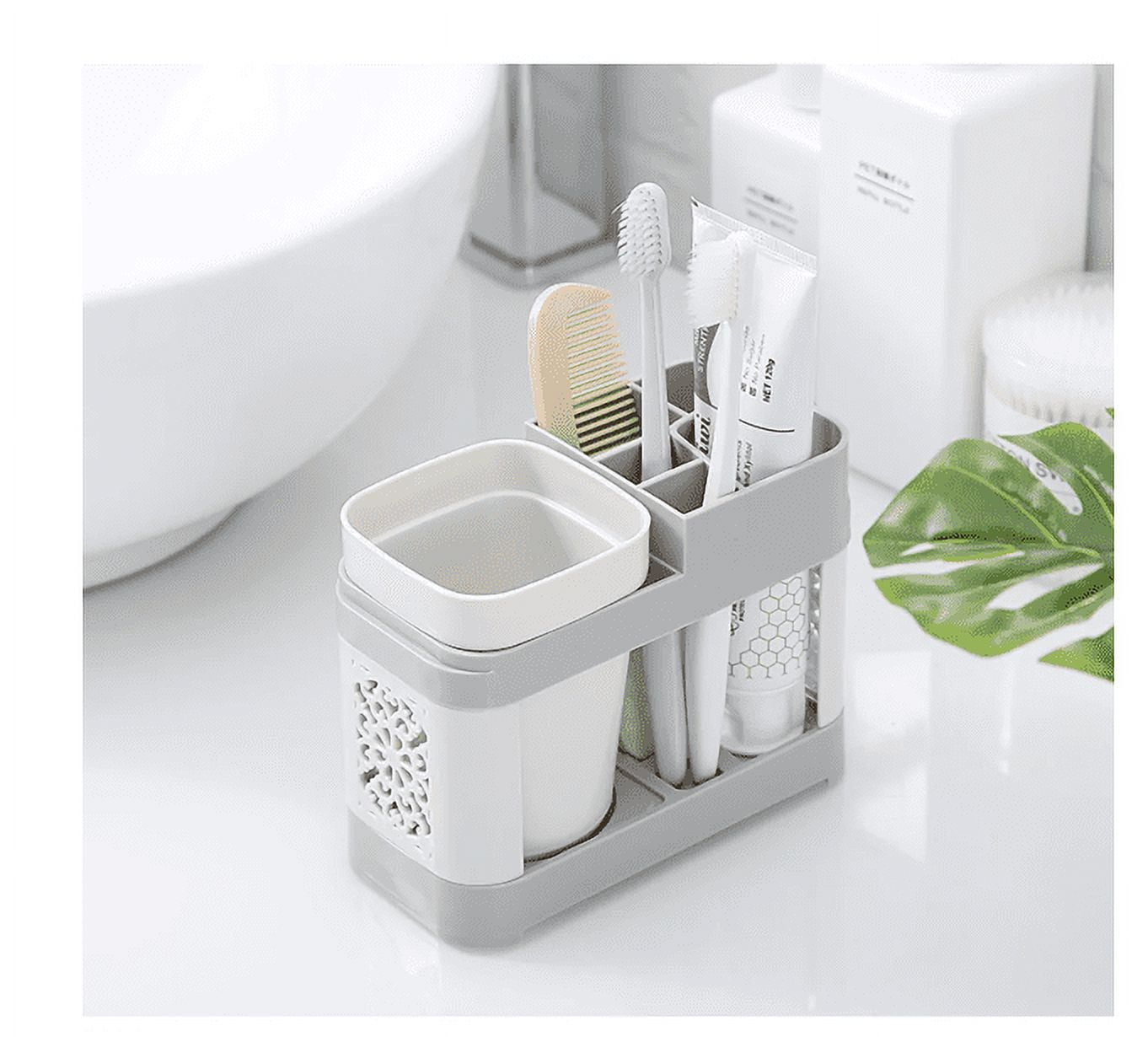 BCMMKLPP Toothbrush and Toothpaste Holder with Divider for Bathroom ...