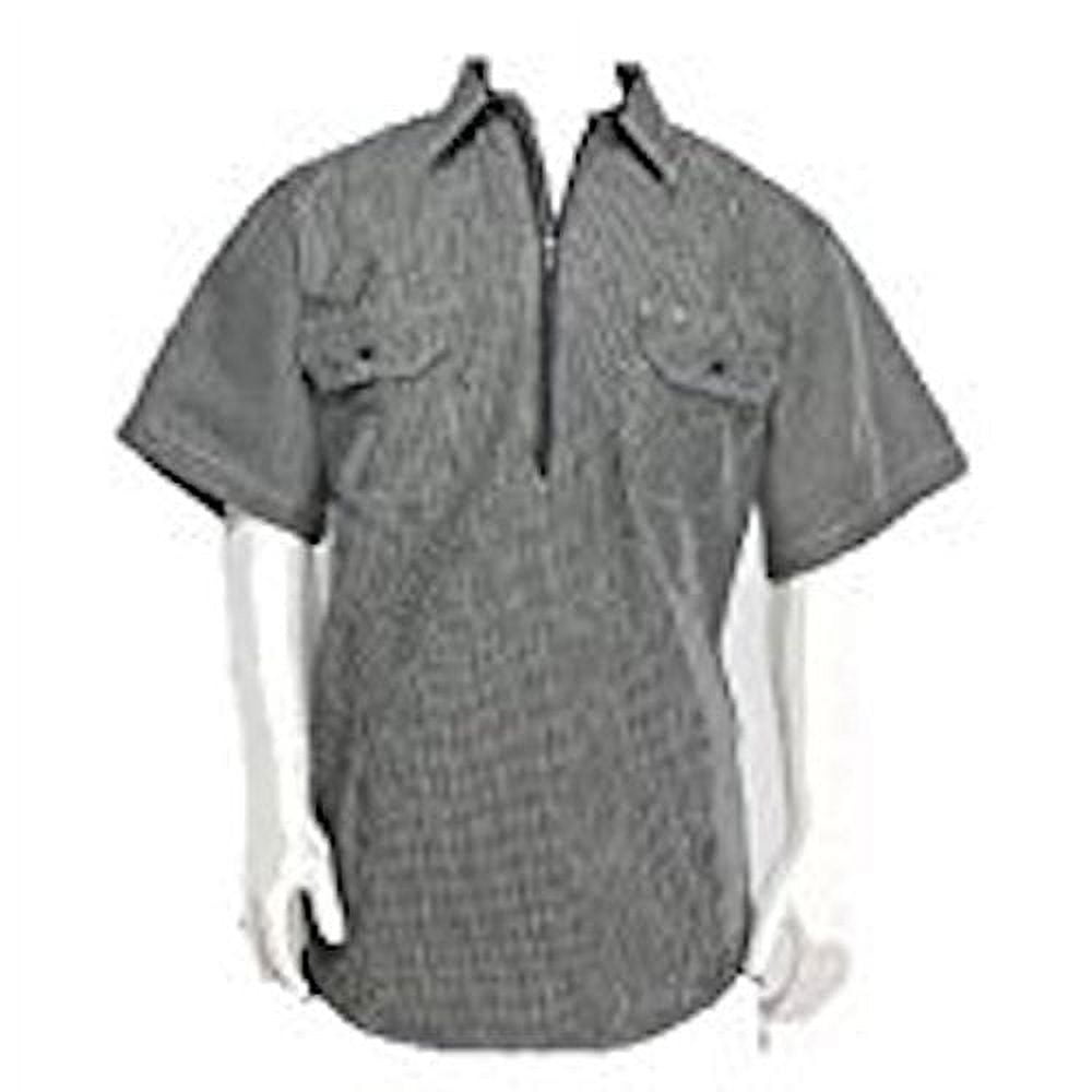 BCO Men's Short Sleeve Half Zipper Front Hickory Stripe Logger Shirt ...