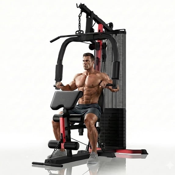 LEZEE Home Gym Station, Workout Station with 160LBS Weight Stack, Home ...