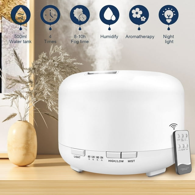 BCOOSS 500ml Essential Oil Diffuser with Remote Control , Aroma ...