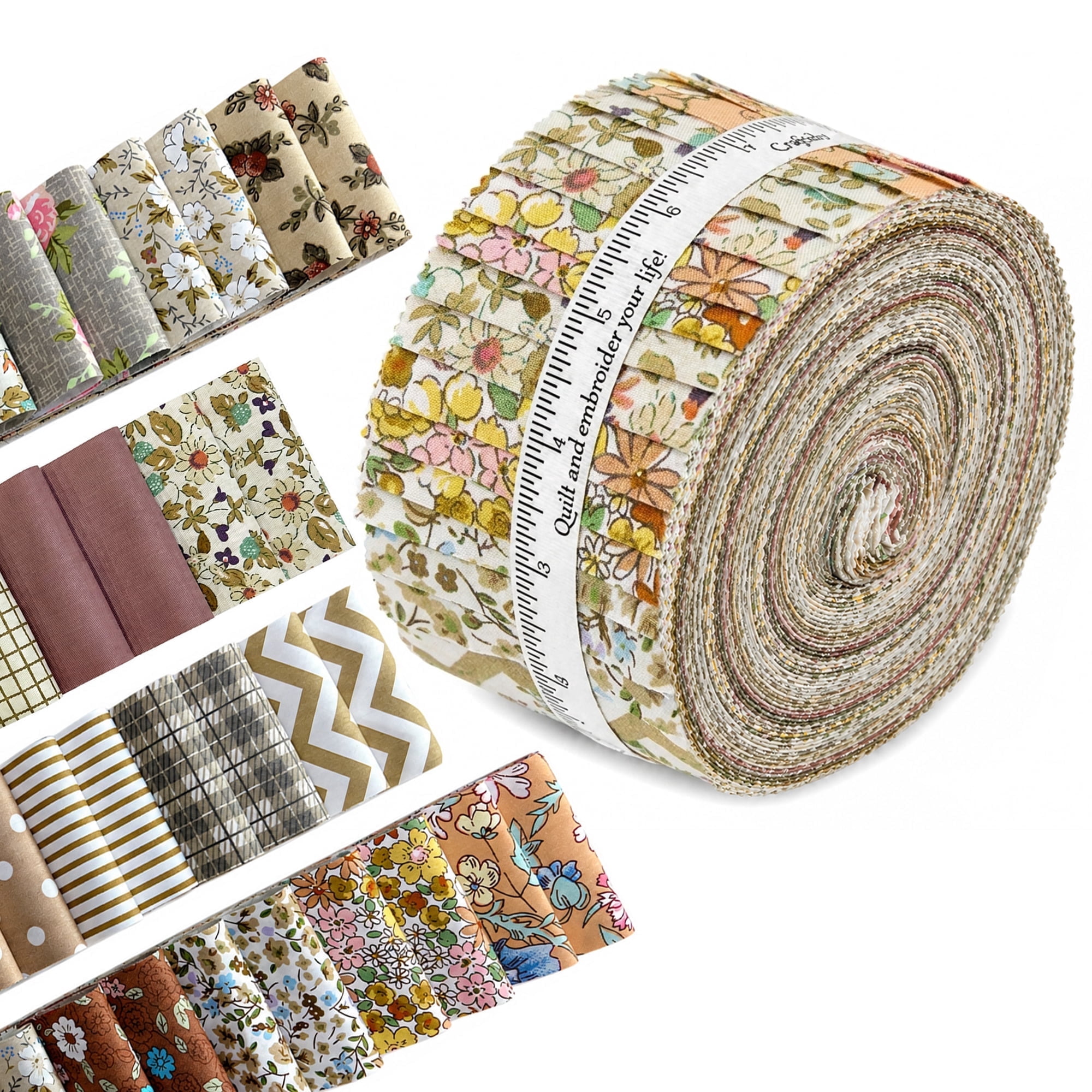 BCOOSS 80PCS Jelly Roll Fabric Strips for Quilting "2.5 x 20" Inch ...