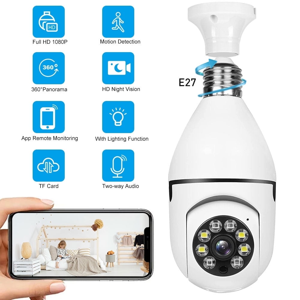 BCOOSS Wireless WI-FI Security Camera, 1080 HD with Light Bulb, Motion ...