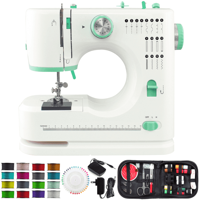 BCOOSS Portable Sewing Machine for Beginners 16 Built-in Stitches with ...