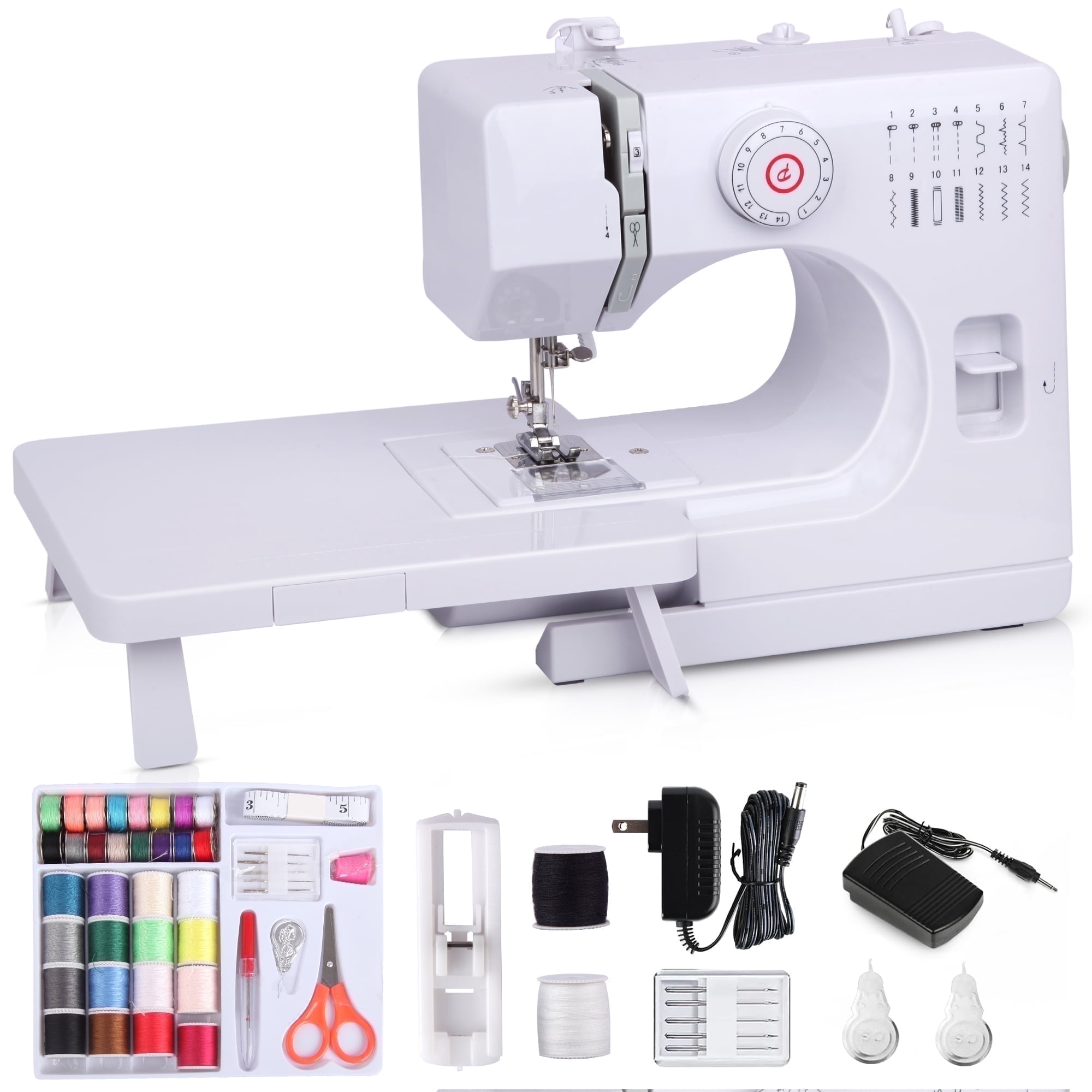 BCOOSS Sewing Machine with 14 Built-in Stitch Multifunctional Portable ...