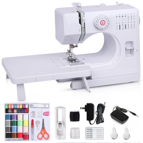 BCOOSS Mini Portable Sewing Machine, 14 Built-in Stitches, Extension ...