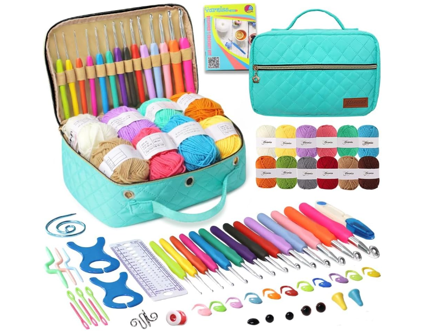BCOOSSS 115 pcs Crochet Kits for Beginner, All-Inclusive Crochet Kit ...