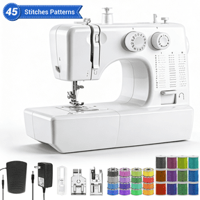 BCOOSS Portable Sewing Machine, 38 Stitches, Extension Table, Dual ...