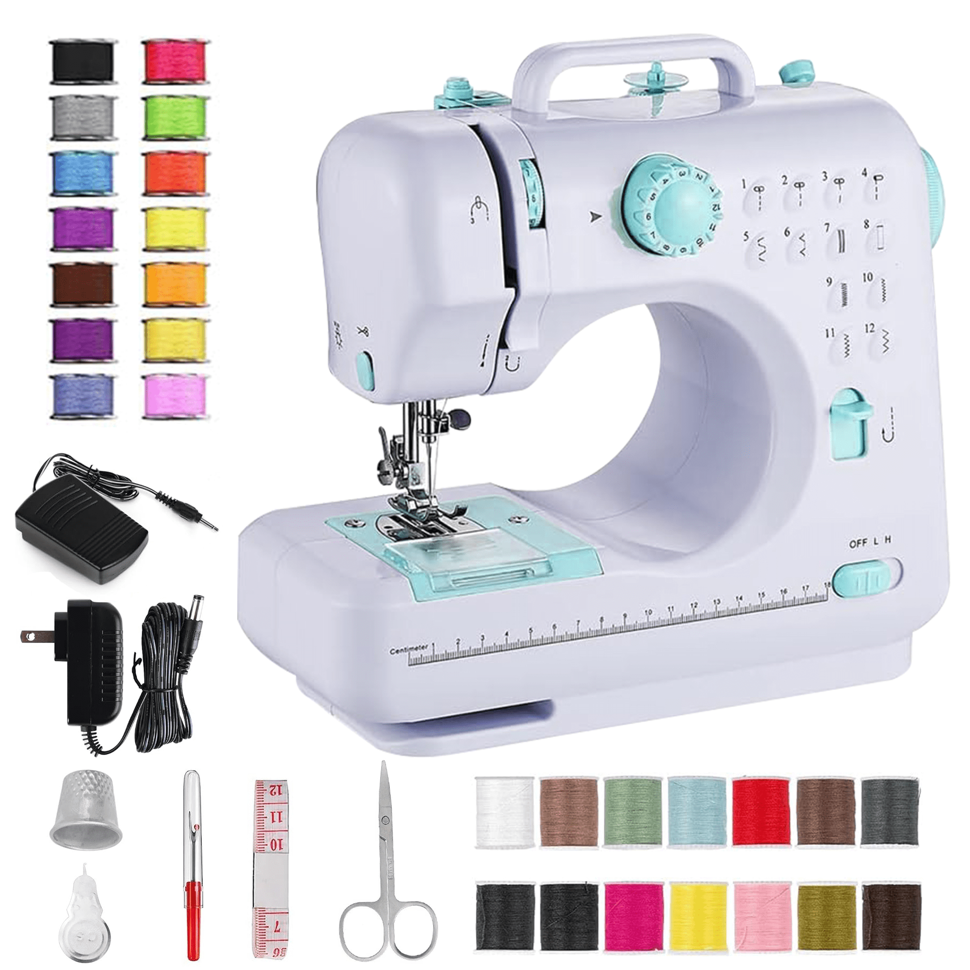 BCOOSSS Sewing Machine for Beginners with 12 Built-in Stitches with ...