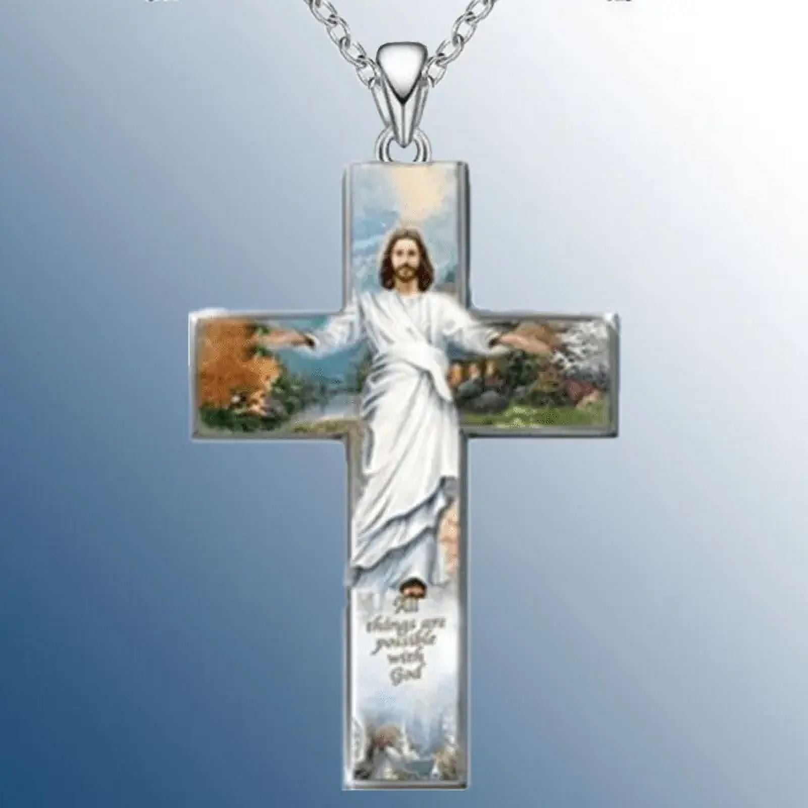 BCOT Holy Trinity Crucifix Necklace, God Jesus Cross Pendant Necklace ...