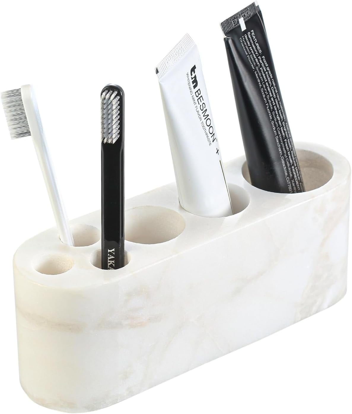 BCS Toothbrush Holder for Bathrooms, 6 Slots Marble Toothbrush and ...