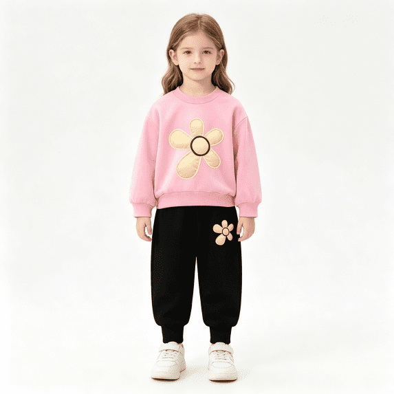 BCSIOAOI 2 Piece Shorts Set for Kids,Flower Patch Crew Neck Sweatshirt ...