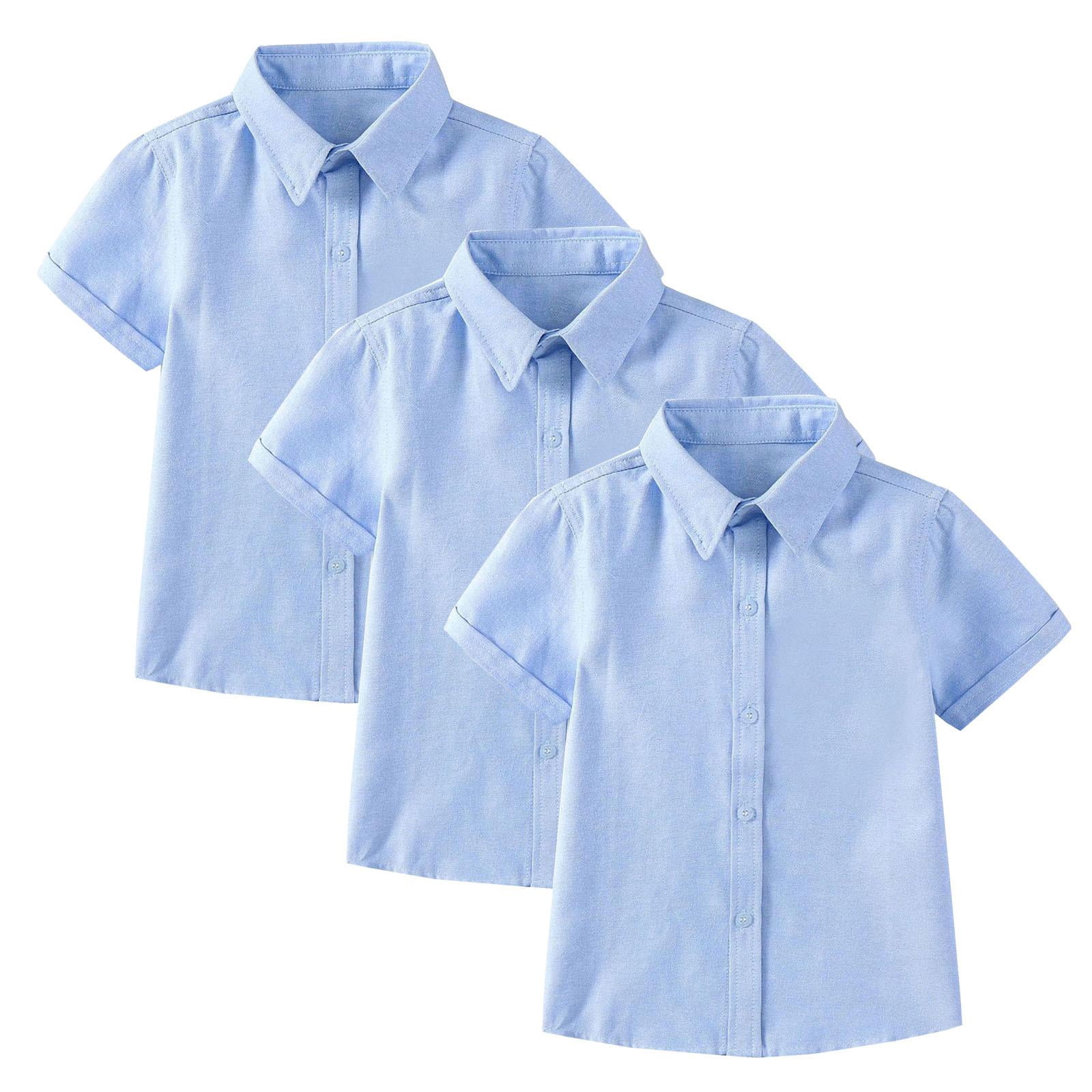 BCSIOAOI 3 Pc Boys Shirts,Cotton Short Sleeve Solid Back to School ...