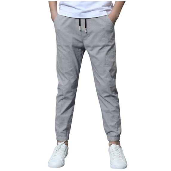 BCSIOAOI Boys Uniform Pants,Elastic Cuffs Drawstring Solid Jogger Pants ...
