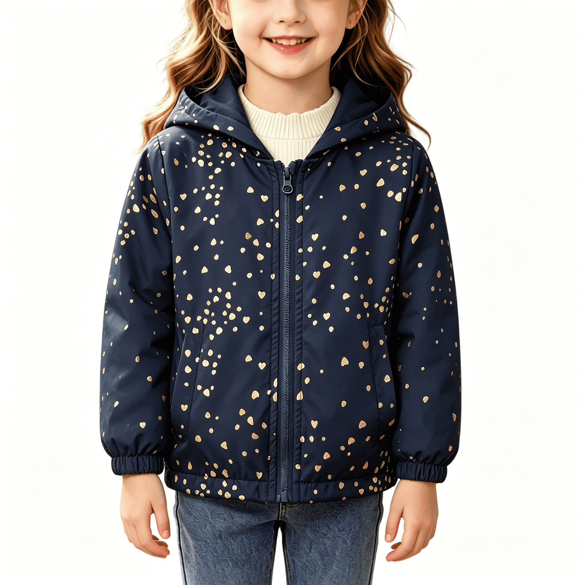 BCSIOAOI Girls Coat,Hooded Full-Zip Elastic Cuffs Graphic Windbreaker ...