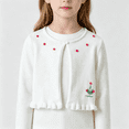 BCSIOAOI Girls Jacket,Cropped Floral Embroidery Ruffled Cuff Knit Shrug ...
