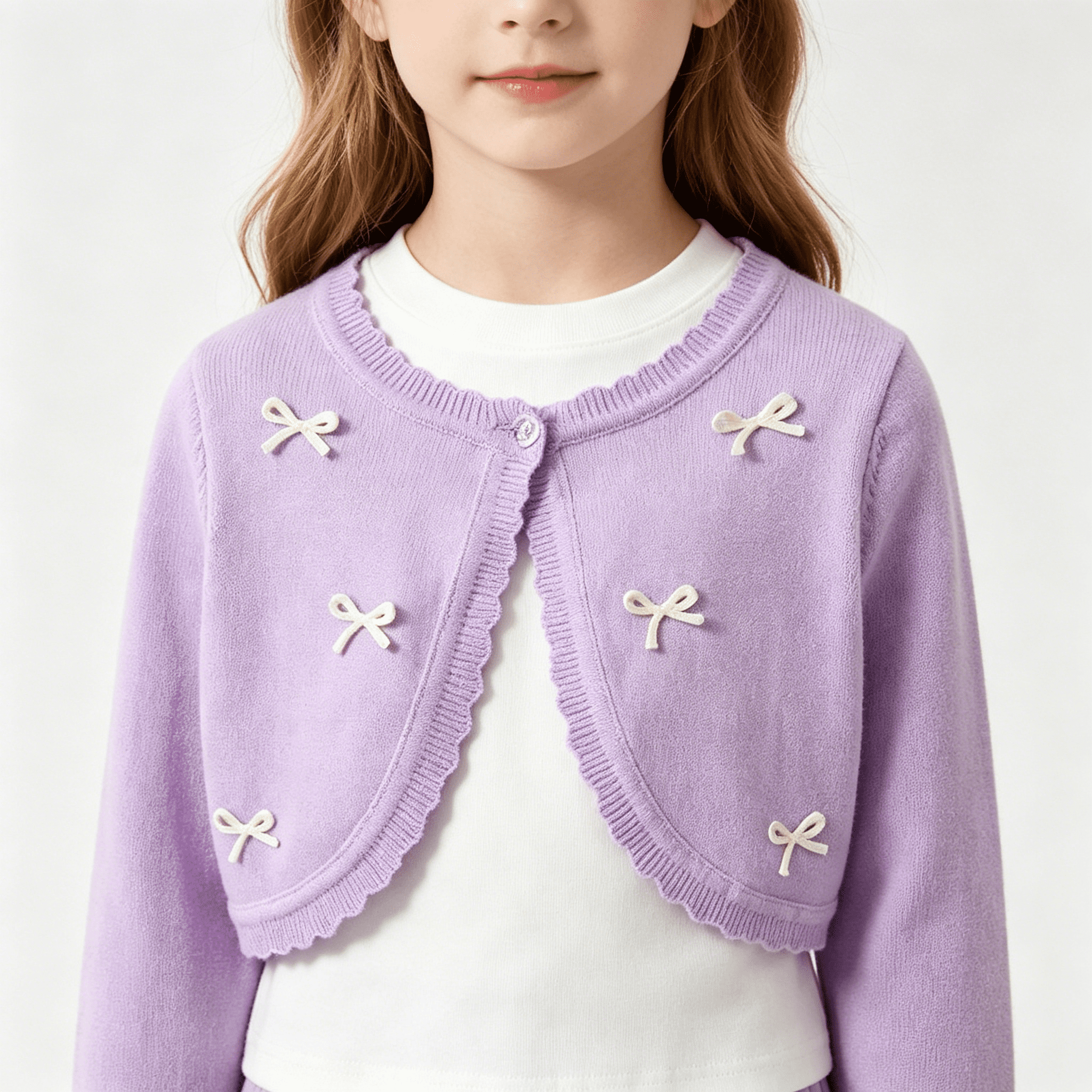 BCSIOAOI Girls Jacket,Single Button Bow Applique Long Sleeve Knit ...