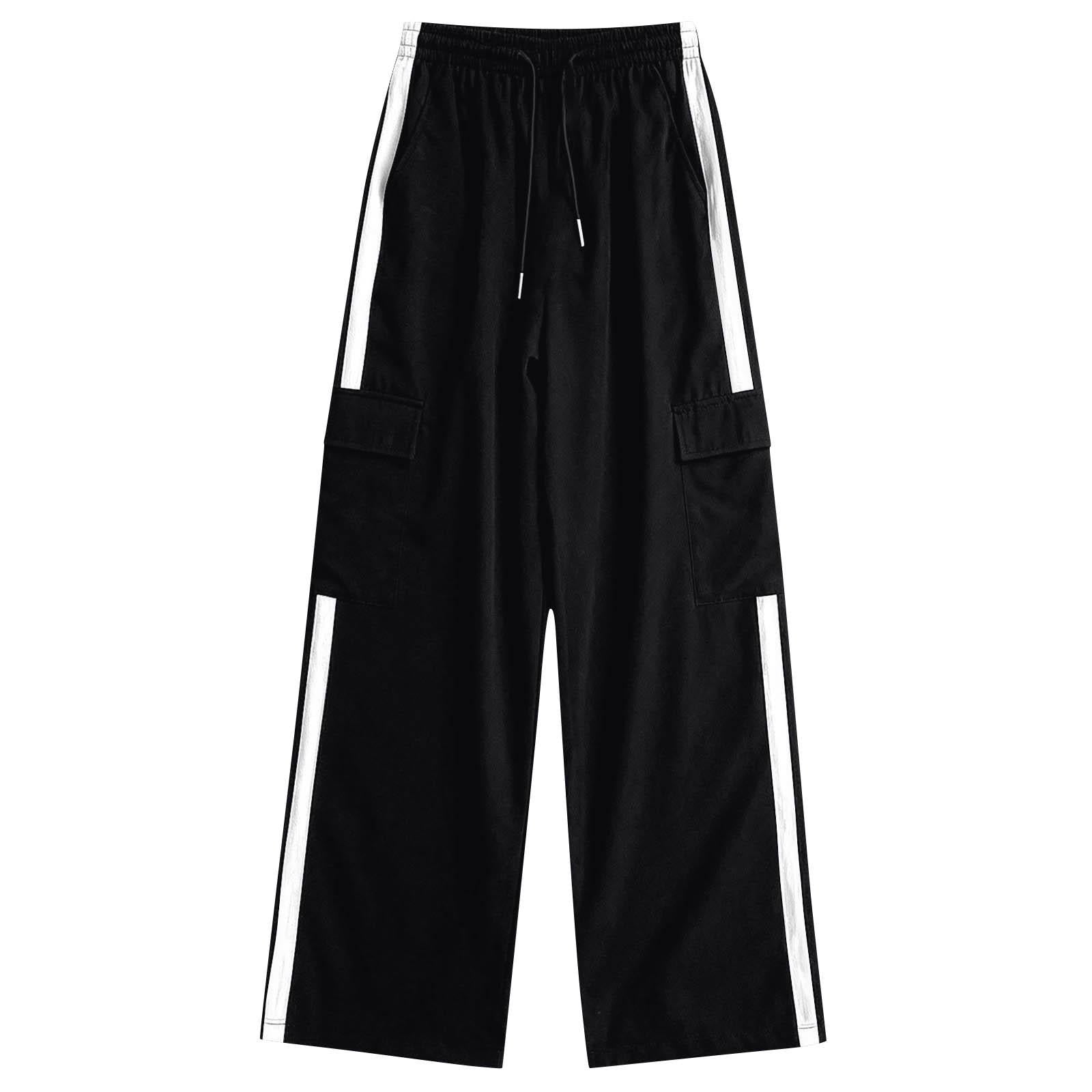 BCSIOAOI Girls Long Pants,Cotton Wide Leg Cargo Pants with Side Stripes ...
