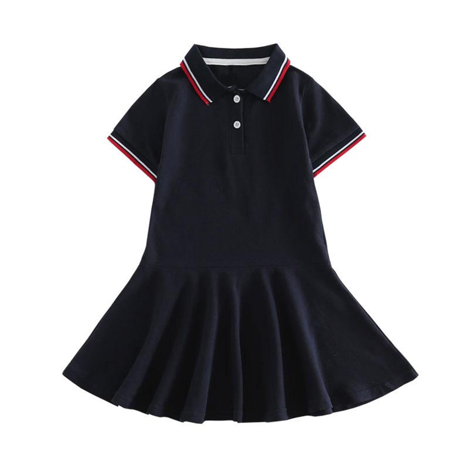 BCSIOAOI Girls Tshirt Dress Cotton Collared Short Sleeve Pleated School ...