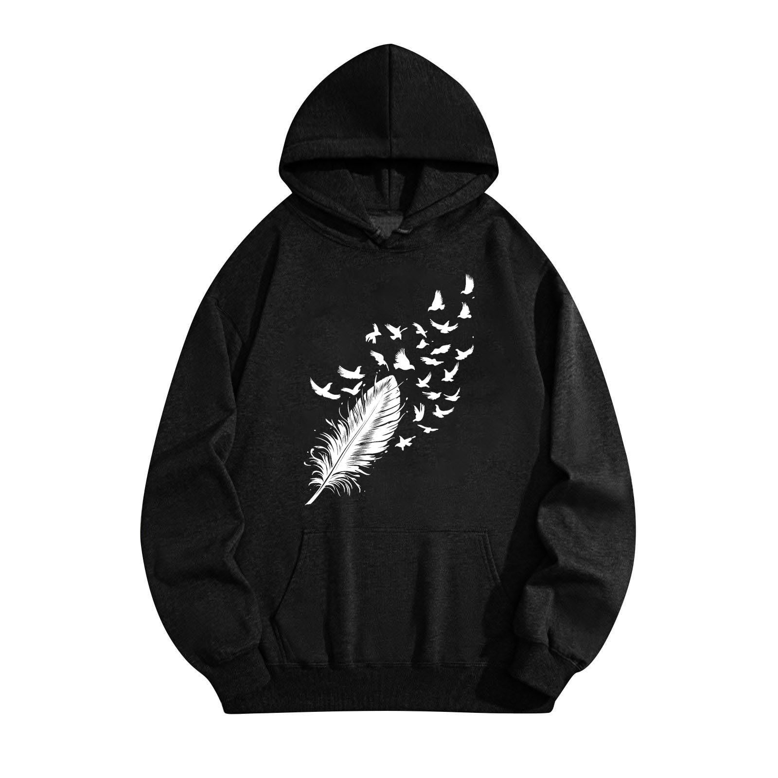 BCSIOAOI Sweatshirts for Women,,Cotton Graphic Print Drawstring Fleece ...