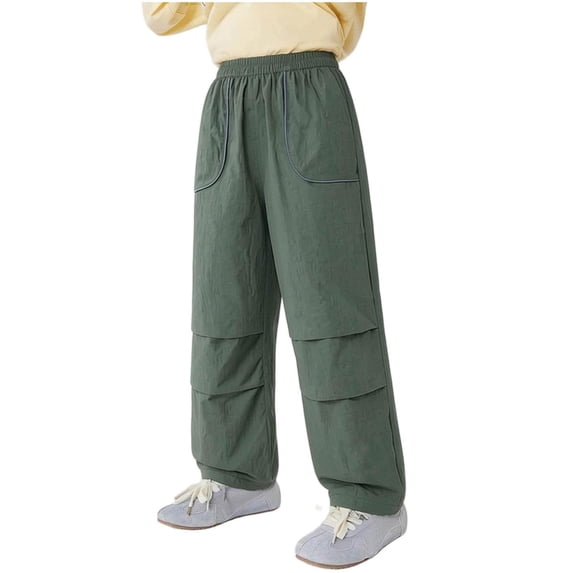 BCSIOAOI Kids Cargo Pants Girls,Elastic Waist Parachute Pants with ...