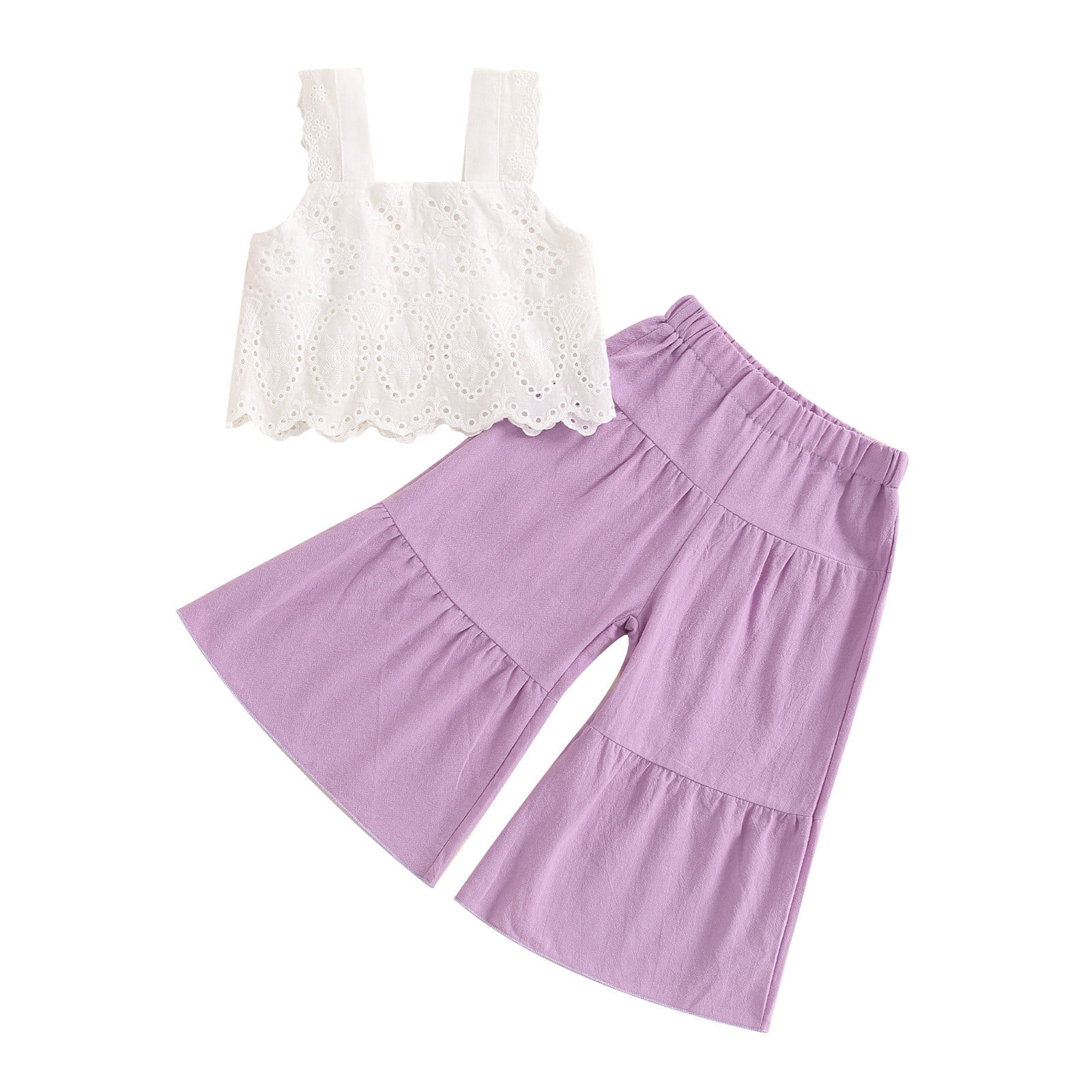 BCSIOAOI Matching Girls Outfits,Cotton Square Neck Lace Crop Cami Top ...