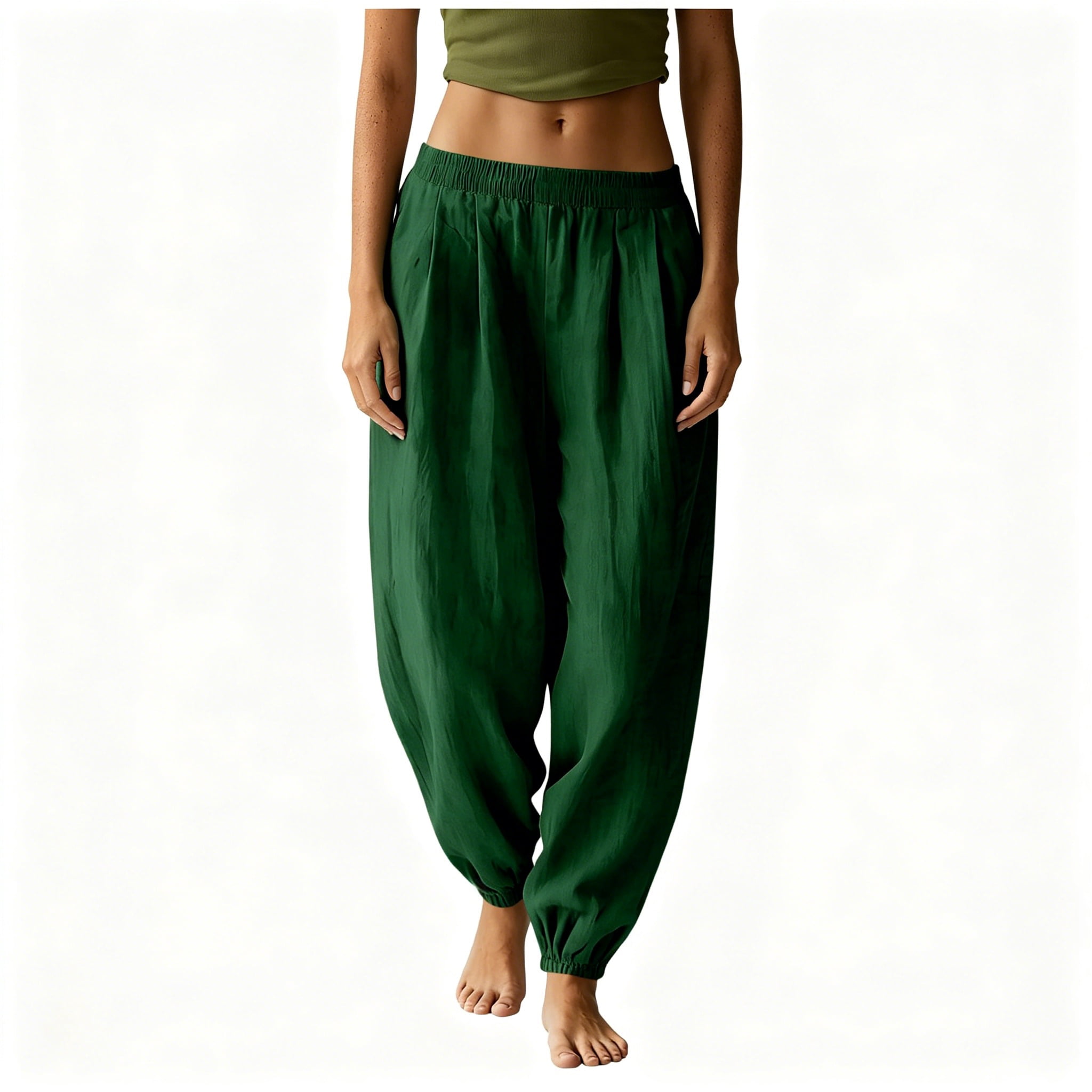 BCSIOAOI Pants for Women,Cotton Elastic Waist Solid Elastic Cuffs ...