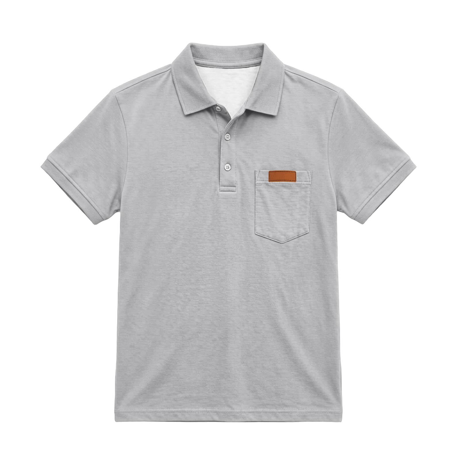 BCSIOAOI Shirts Boys,Leather Patch Collar Short Sleeve Solid Casual ...